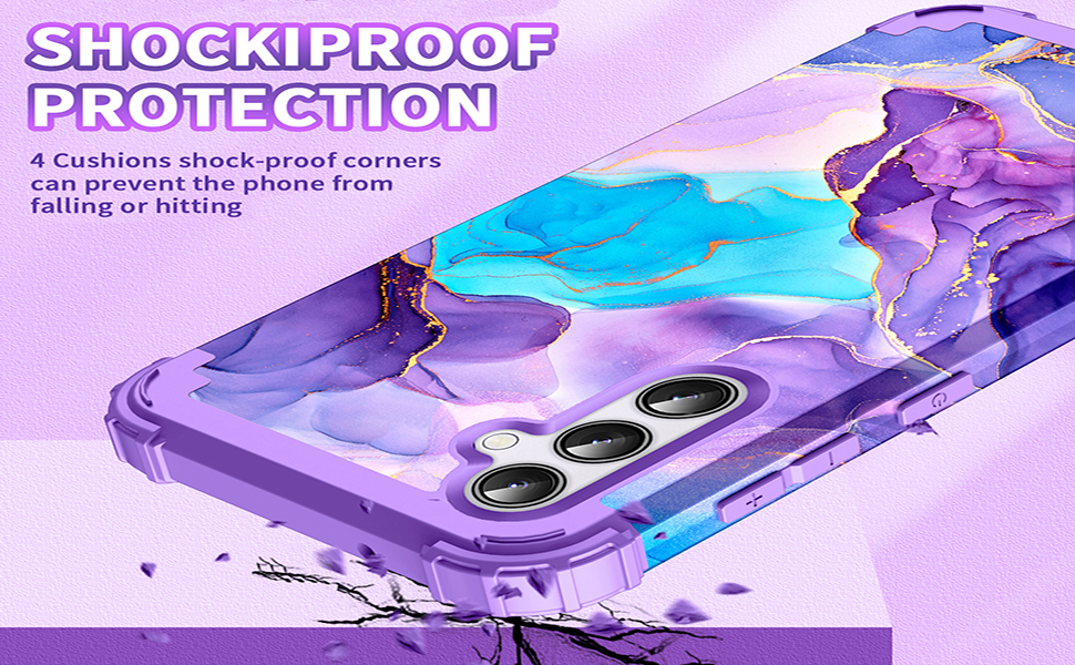 Amazon.com: BQQFG for Galaxy S23 FE Case,Marble Design Three Layer Heavy Duty Shockproof Hybrid ...