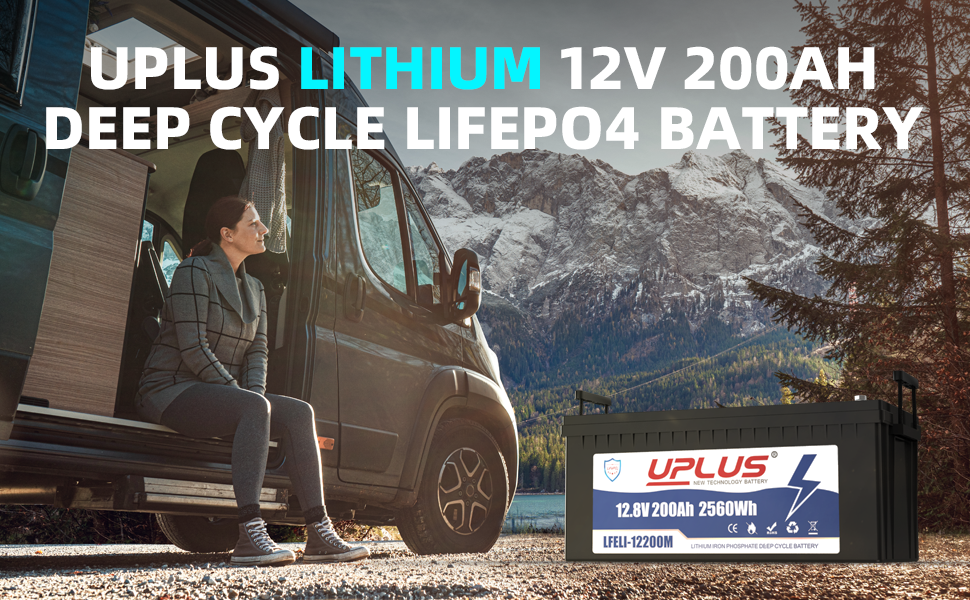 Amazon.com: UPLUS LiFePO4 12V 200Ah Lithium Battery, 2560Wh LFP Deep Cycle LiFePO4 Batteries ...