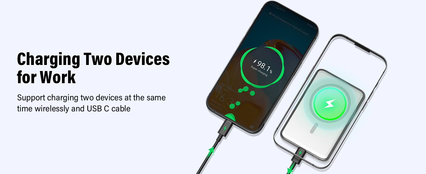 Magnetic Power Bank, Wireless Portable Charger 5000mAh, PD20W Fast Charging Powerbank for ...