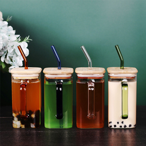 Amazon.com: Tzerotone Glass Cups with Lids and Straws, 4 Pack 17 OZ ...