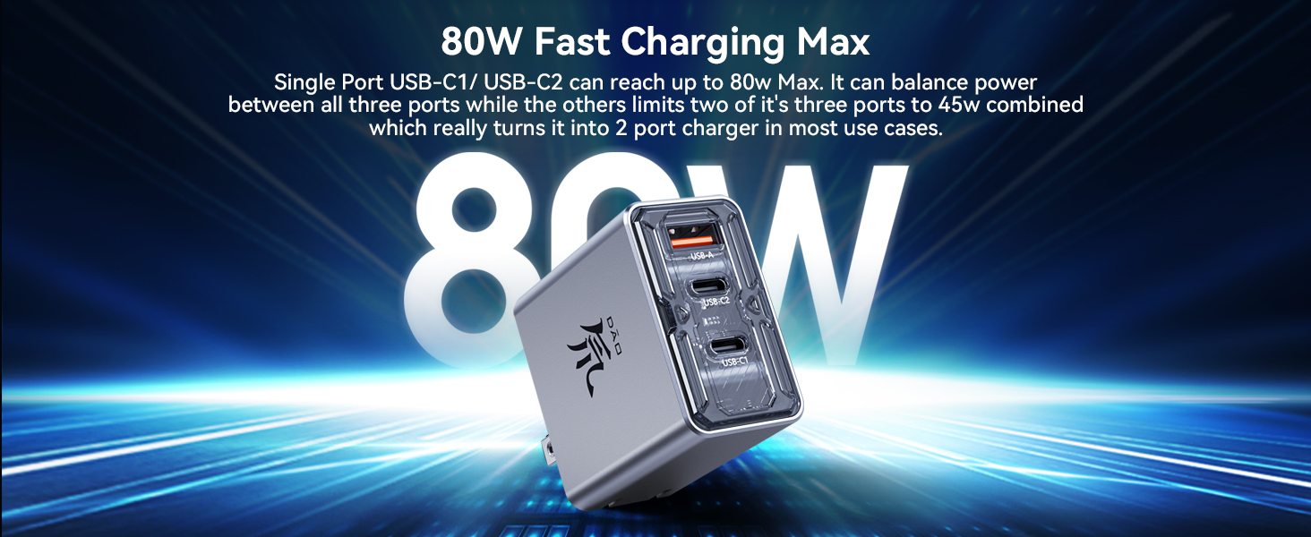 Amazon.com: Nubia RedMagic 80W USB C Charger Block, 3-Port Fast GaN Wall Charger PS PD3.0 Power ...