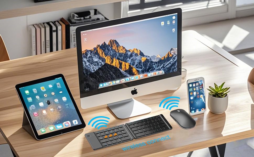 Amazon.com: Foldable Keyboard and Mouse, Folding Bluetooth Keyboard Mouse Combo, BT5.0/BT3.0/2 ...