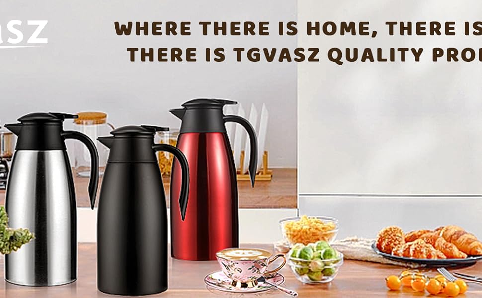 Amazon.com: Tgvasz 4-set 68oz Thermal Carafe - Insulated Coffee Pot, Keeps Hot 12 Hours (4 Black ...