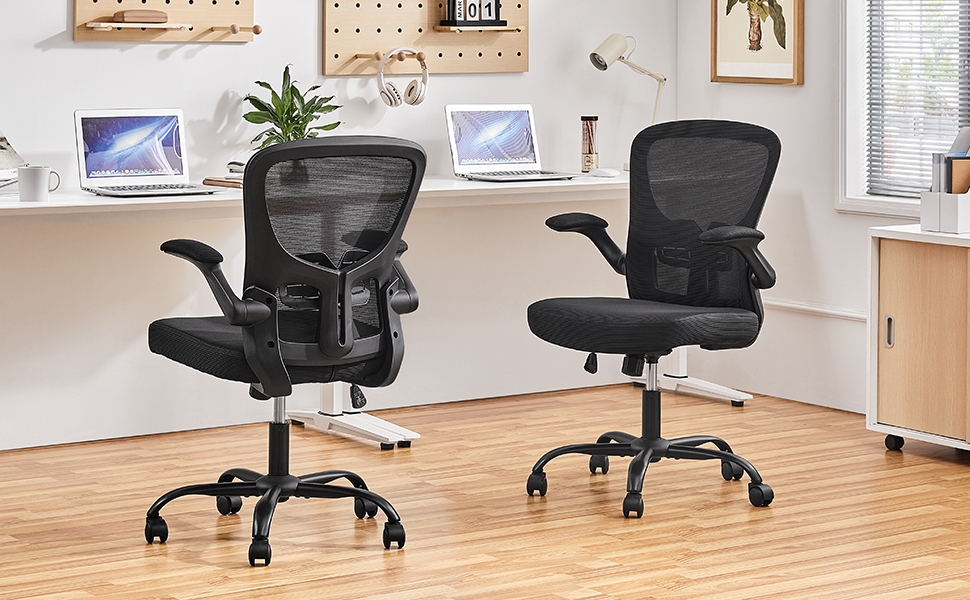 Yaheetech Sedia Ufficio Scrivania Ergonomica con Supporto Lombare Braccioli Regolabili, Sedia ...