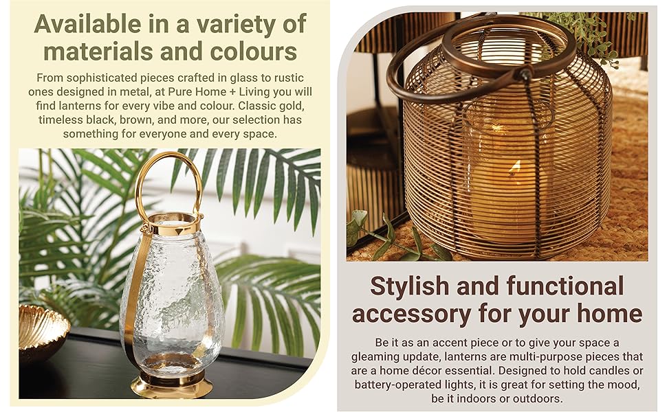 Buy Pure Home + Living Blue Hammered Glass Lantern Tea Light Holder Online at Low Prices in ...