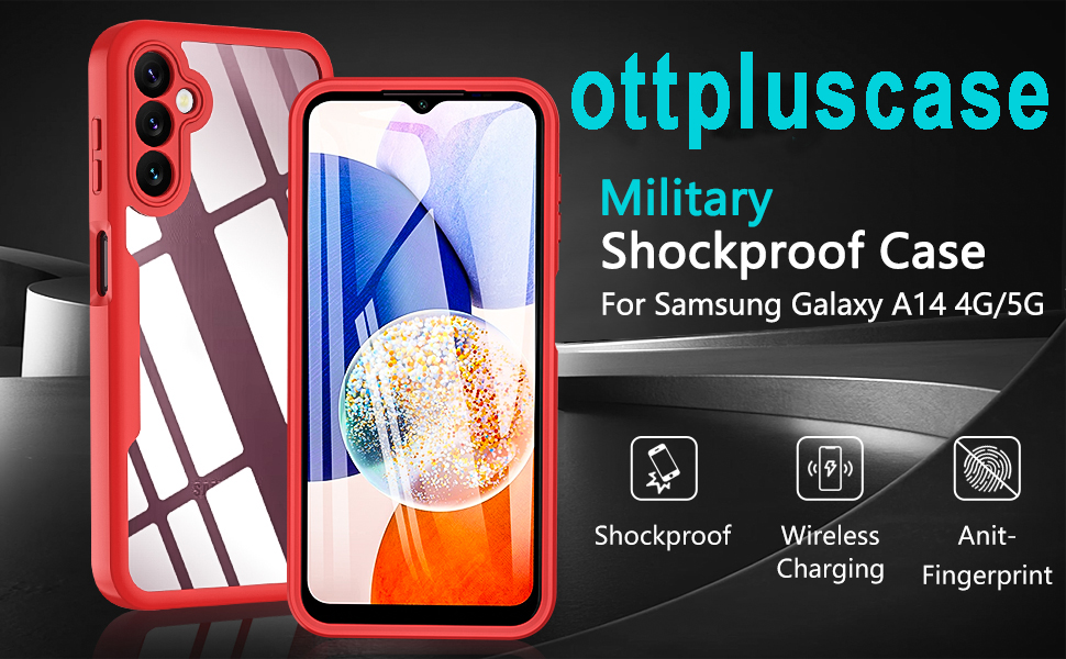 ottpluscase for Samsung Galaxy A14 5G Case, 360 Full Body Protective Samsung A14 Case with Built ...