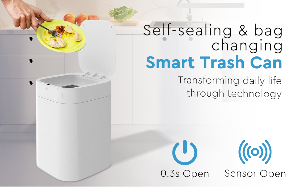 Amazon.com: Automatic Trash can 4.6 gallons,Self-sealing&self-changing ...