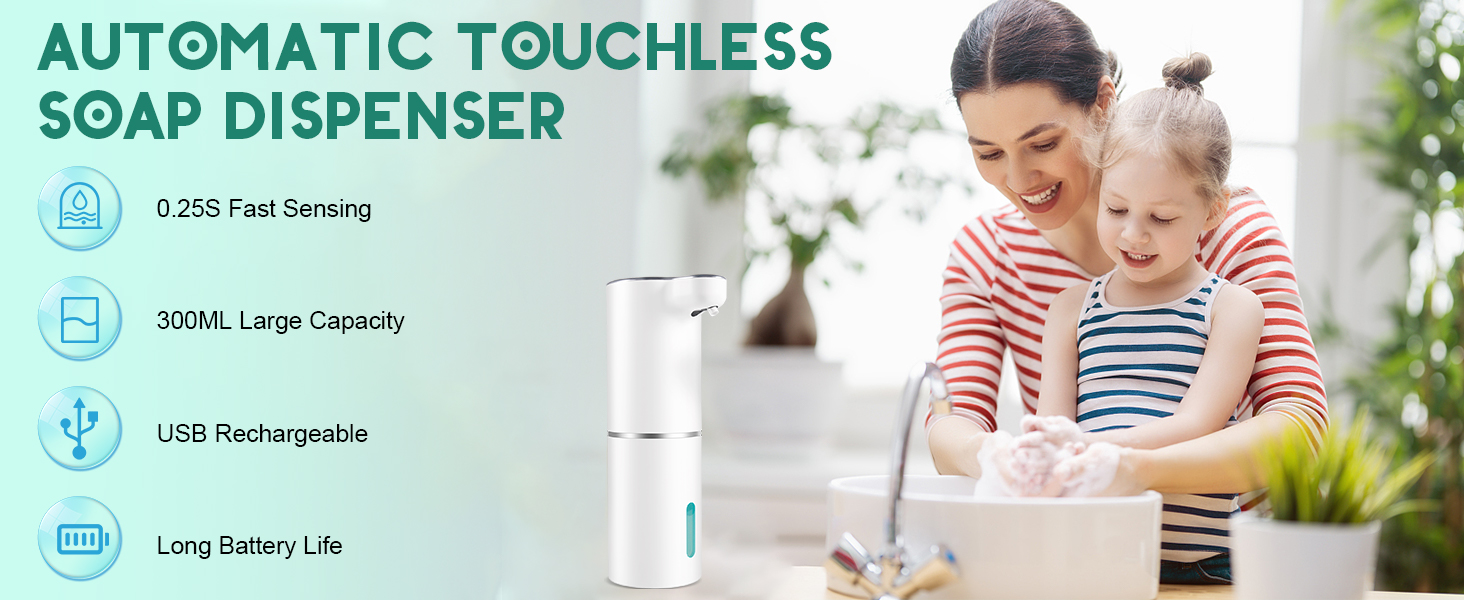 Automatic Foaming Soap Dispenser, Touchless Hand Soap Dispenser, 300ML High Capacity Soap ...
