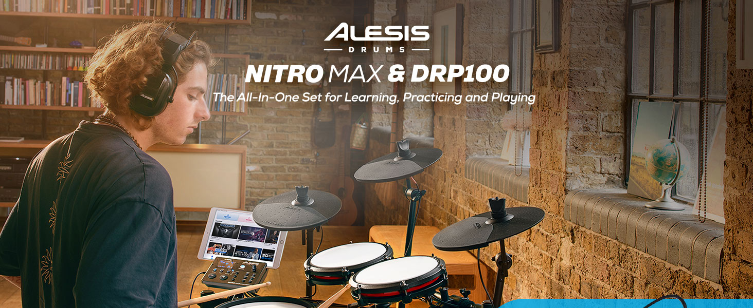 Amazon.com: Alesis Nitro Max Kit Electric Drum Set with Quiet Mesh Pads, 10" Dual Zone Snare ...