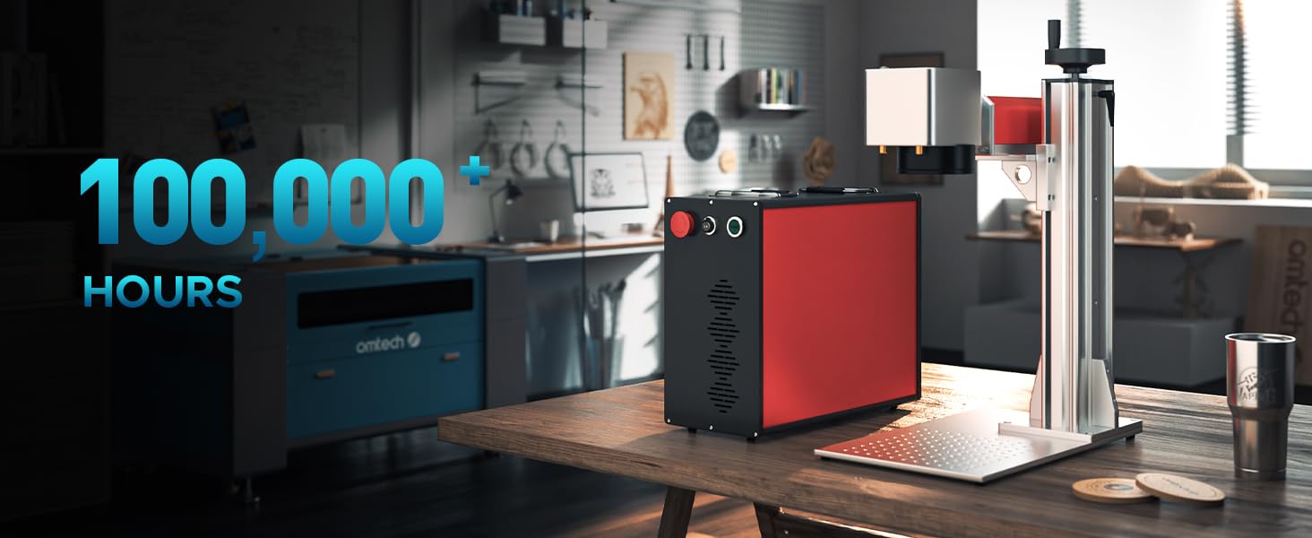 Amazon.com: OMTech 100W MOPA Fiber Laser Marking Machine with LightBurn, Galvo Laser Engraver ...