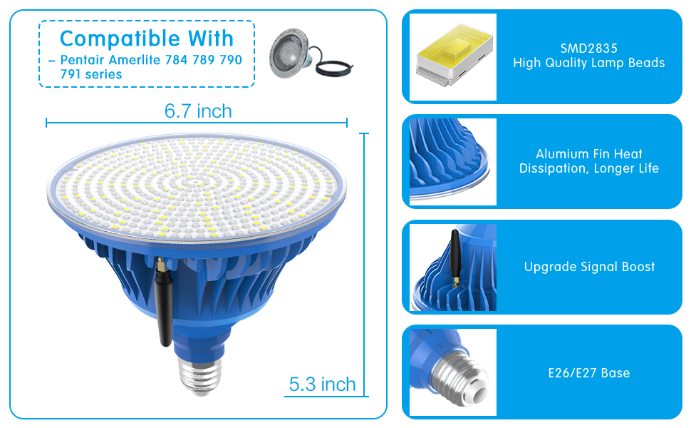 Amazon.com : CEDIO Pool Lights for Inground Pools Waterproof 120V 55W Color Changing Pool Light ...