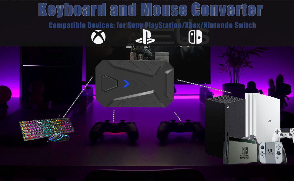 Keyboard Mouse Converter for PS, USB C/Wireless Keyboard and Mouse ...