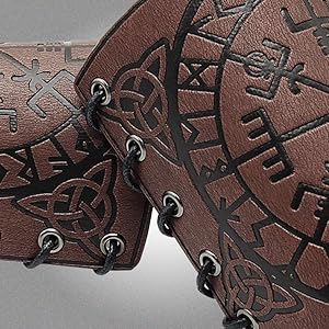 Amazon.com: HiiFeuer Viking Arm Bracer Embossed Fenrir Mjolnir Faux ...