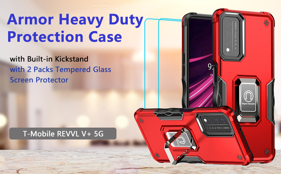 Amazon.com: TORRTOWAY Case for T-Mobile REVVL V+ 5G Case with Screen Protector Kickstand Holder ...