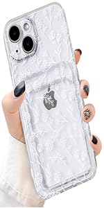 NITITOP Compatible with iPhone 14 Plus / 15 Plus Case Clear Cute Sparkly 3D Bow Bling Glitter ...
