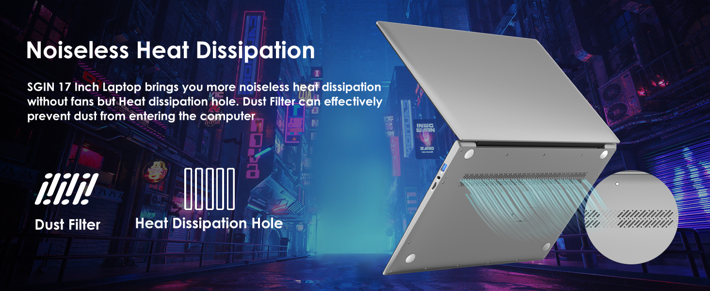 SGIN Laptop 17.3 Inch 8GB RAM 256GB SSD, Laptop Windows 11 Celeron Quad-Core Processor Up to 2 ...