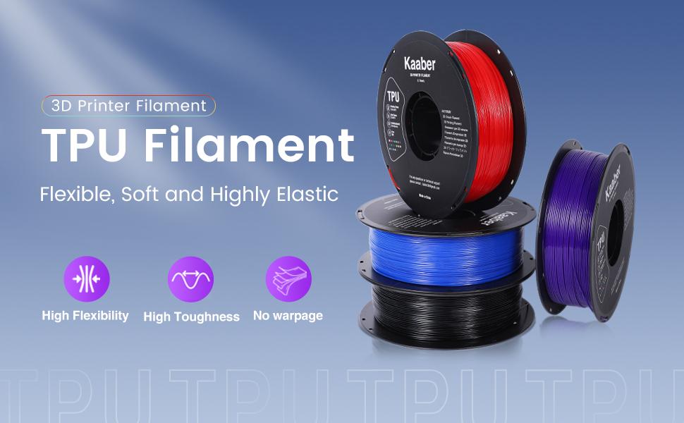 Kaaber - Filamento flexible de TPU de 1,75 mm, filamento de impresora 3D de TPU suave, dureza ...