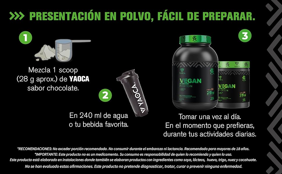 YAOCA proteína vegetal orgánica en polvo 500g | Suplemento alimenticio vegano bebible | Con ...