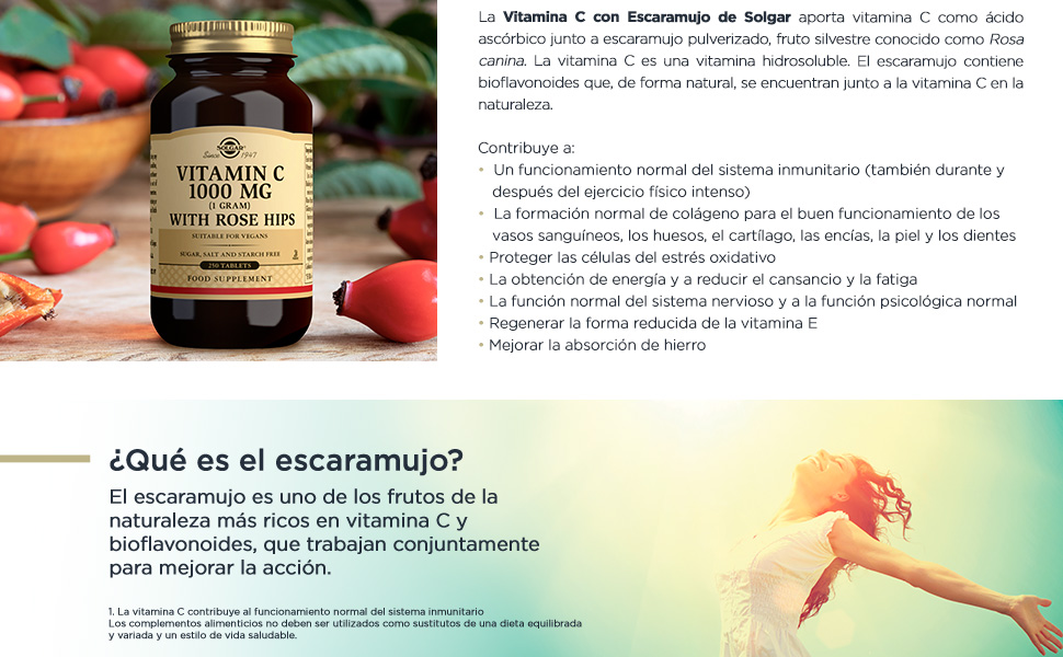 Solgar Vitamina C con escaramujo 1000 mg Comprimidos, Rose Hips - Envase de 250 : Amazon.es ...