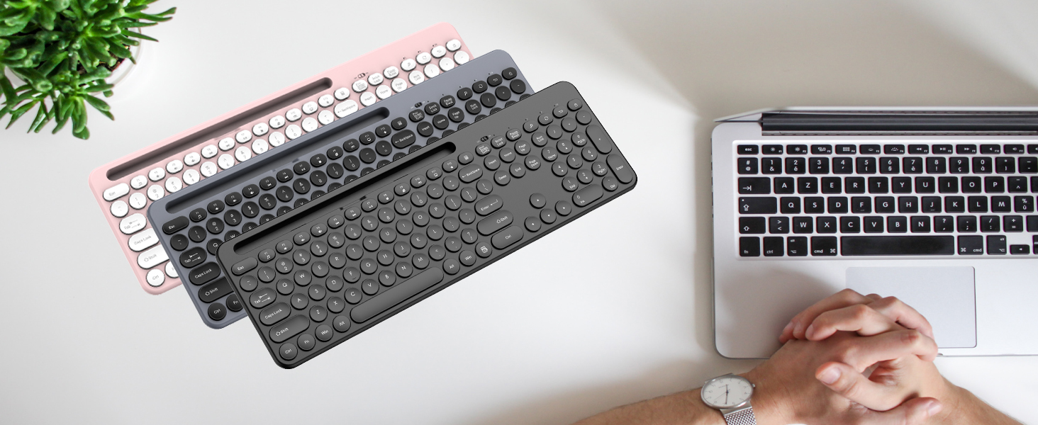 Leadsail Wireless Keyboard And Mouse Combo Full Sized Ergonomic Computer Keyboard With Phone