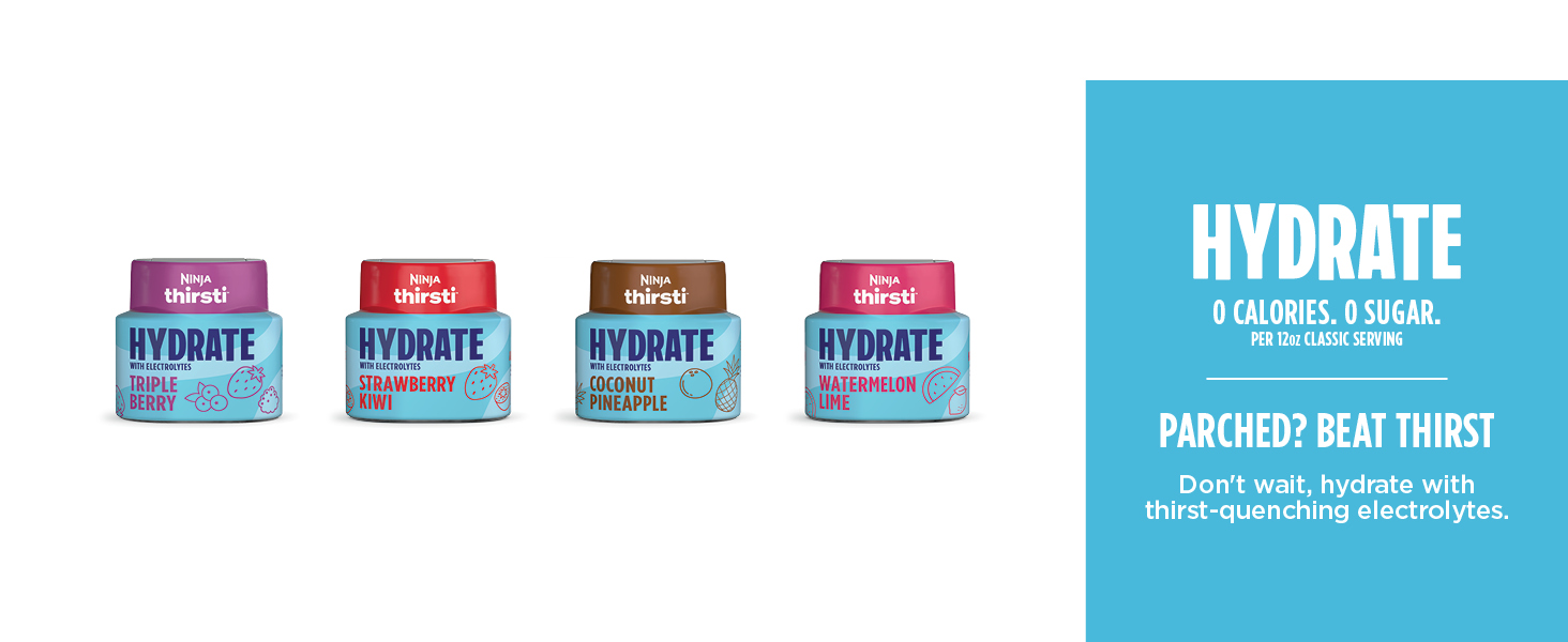 Amazon.com: Ninja WCFGPFTAM Thirsti Flavored Water Drops, SPLASH With Unsweetened Fruit Essence ...