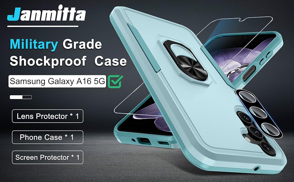 Amazon.com: Janmitta Compatible with Samsung Galaxy A16 5G Case with Screen Protector+Camera ...