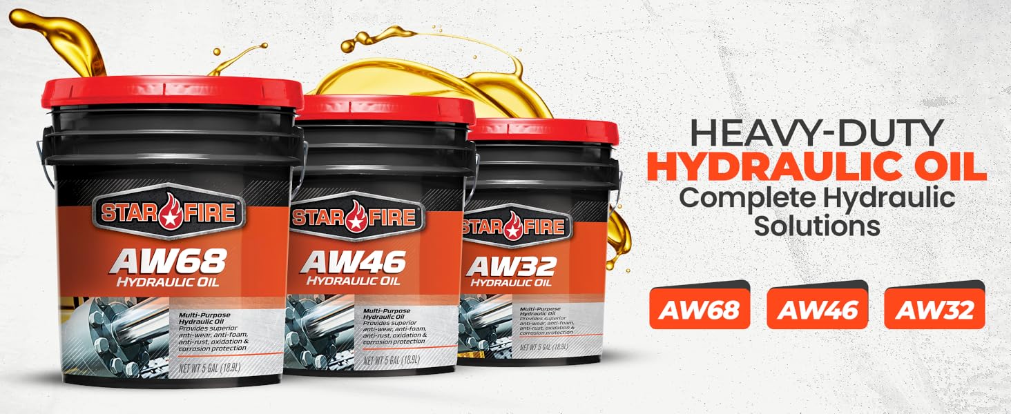 Amazon.com: STARFIRE AW46 Hydraulic Oil – 5 Gallon Pail – Premium Anti-Wear Formula for ...