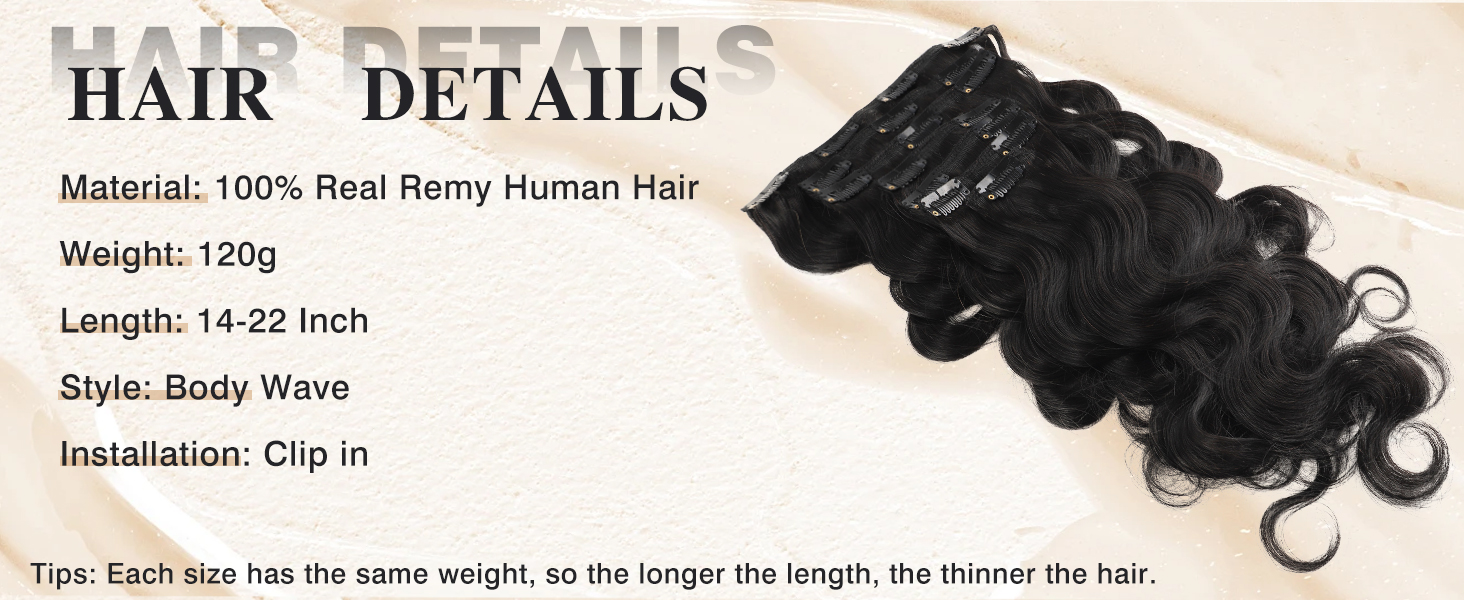 Amazon.com : ABH AMAZINGBEAUTY HAIR Body Wave Clip ins Human Hair Wavy Clip in Hair Extensions ...