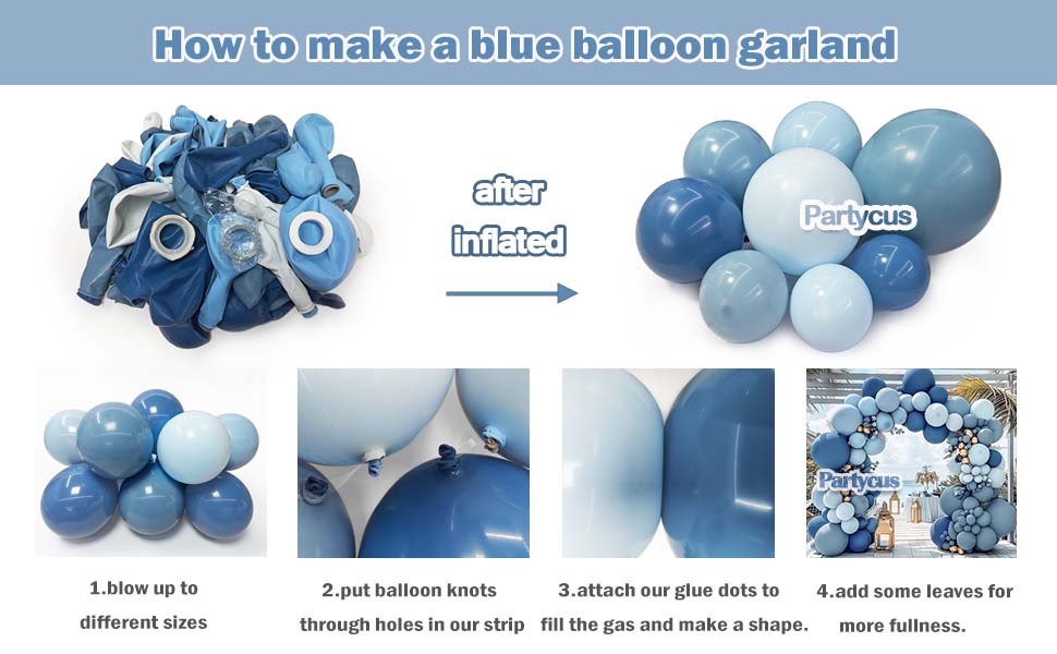 Amazon.com: Dusty Blue Balloon Arch Kit - Double Stuffed Dark Light Baby Blue Pastel Latex ...
