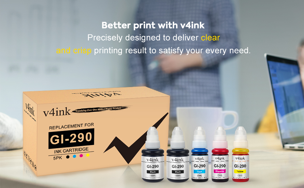 Amazon.com: v4ink Compatible GI290 Refill Ink Bottle Replacement for Canon GI 290 to use with ...