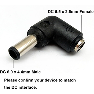 Amazon.com: RUITEXUN DC6.0mm Connector, 90 Degree Angle DC 6.0 x 4.4mm Male to DC 5.5 x 2.1mm ...