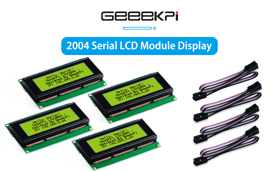 GeeekPi 2004 20x4 Character LCD Display Module Yellow Backlight with ...