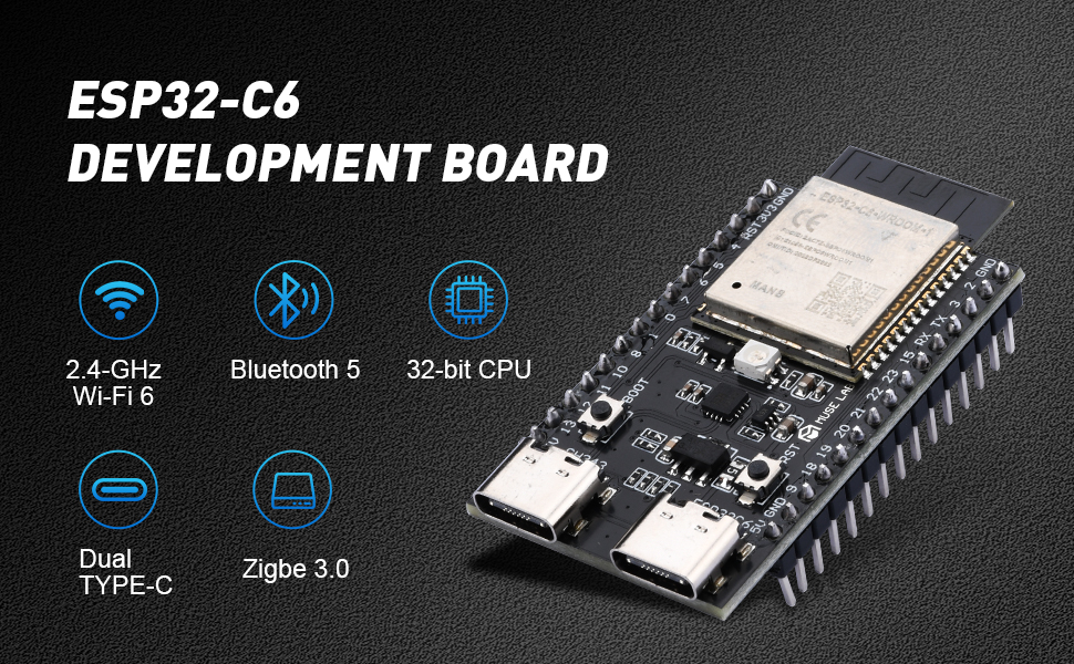 für ESP32-C6 ESP32-C6-WROOM-1 Entwicklungsboard 512KB SRAM 2.4 GHz WLAN WiFi Bluetooth 5.0 ...