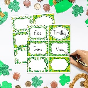 Amazon.com: 210 Pcs St. Patrick's Day Name Tags Green Shamrock Self ...