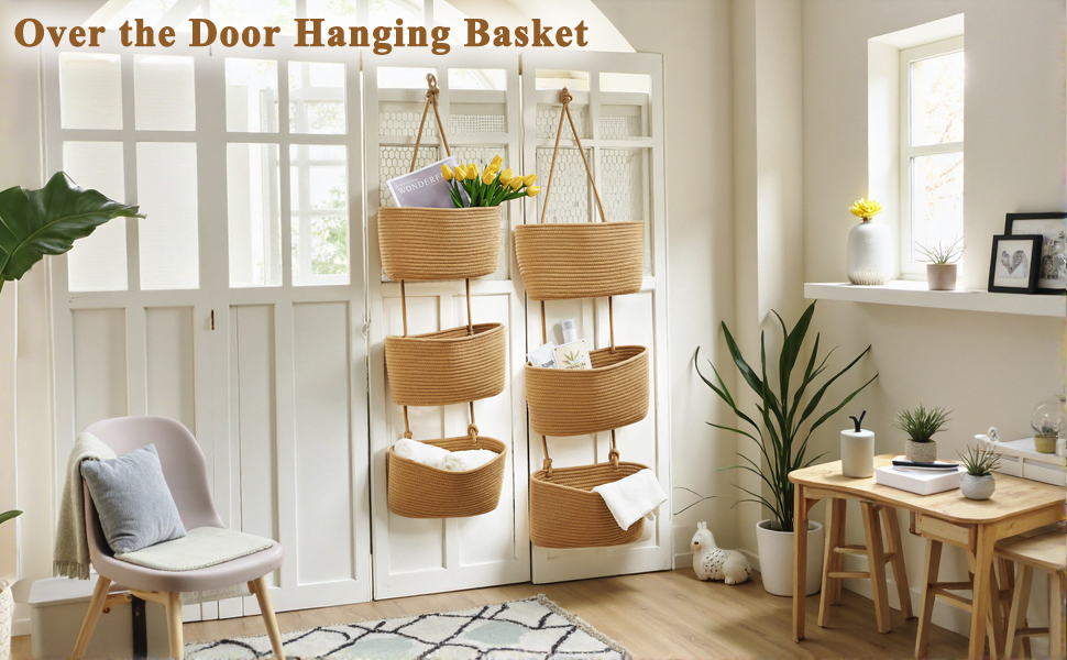 Amazon.com: VECELO Over The Door Hanging Basket, 3 Tier Wall-Mounted ...