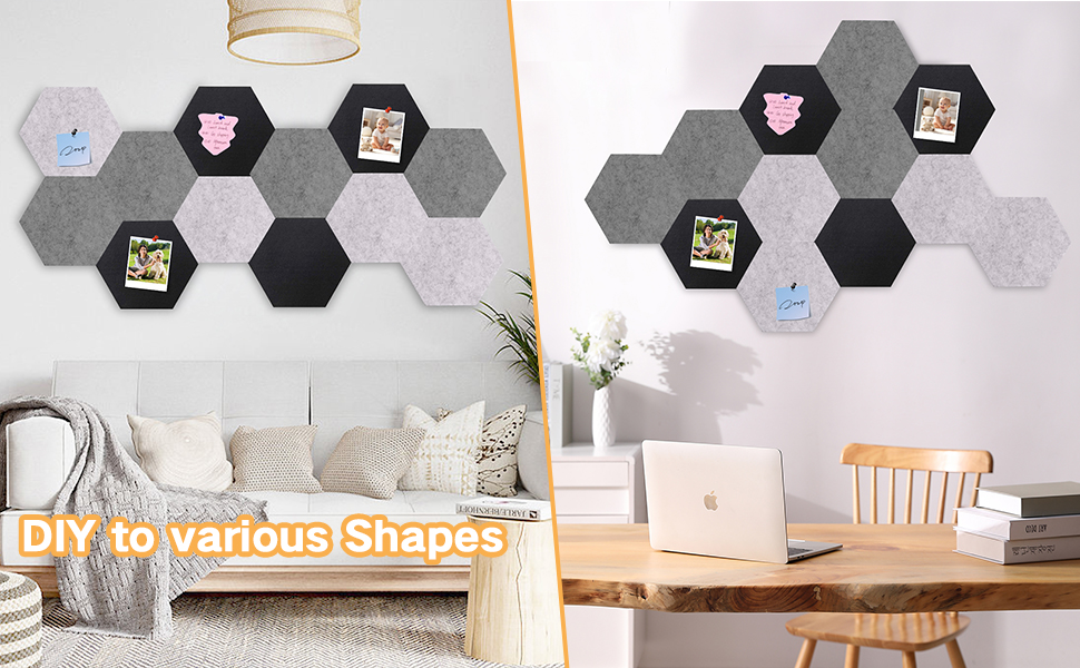 Gute Felt Pin Board,12 Pcs Large Hexagon Cork Board,22 x 19 cm,Self ...