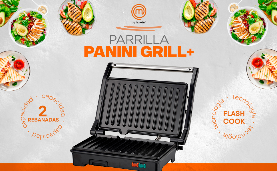MasterChef by Hukën | Parrilla para Panini Grill+ | Prensa eléctrica | Plancha eléctrica ...