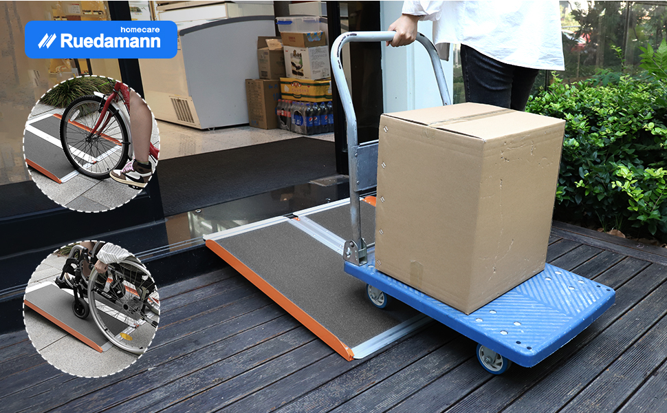 Amazon.com: Ruedamann 3FT Foldable Wheelchair Ramp, 600 lbs Capacity Threshold Ramp with a Grey ...