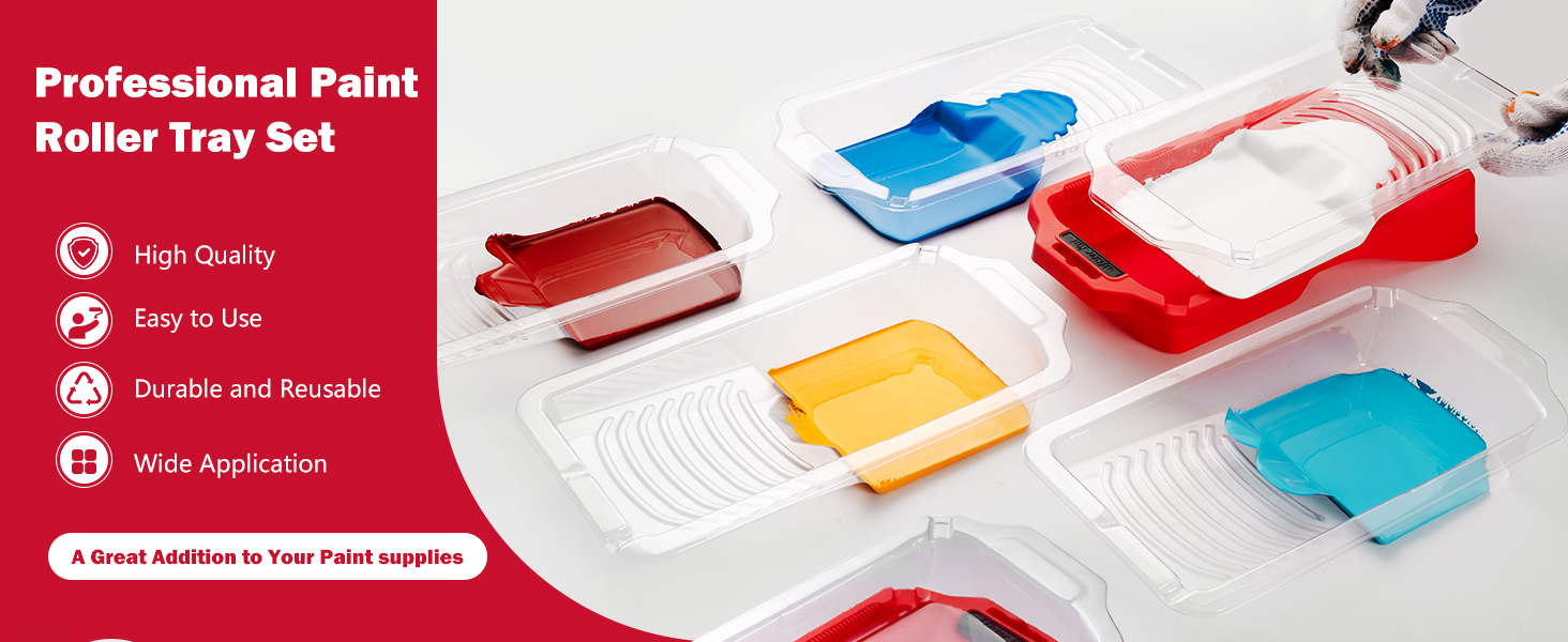 Amazon.com: Mister Rui Paint Tray Set, 4 Inch Paint Tray and Liners-6 Pack, Sturdy Plastic Paint ...
