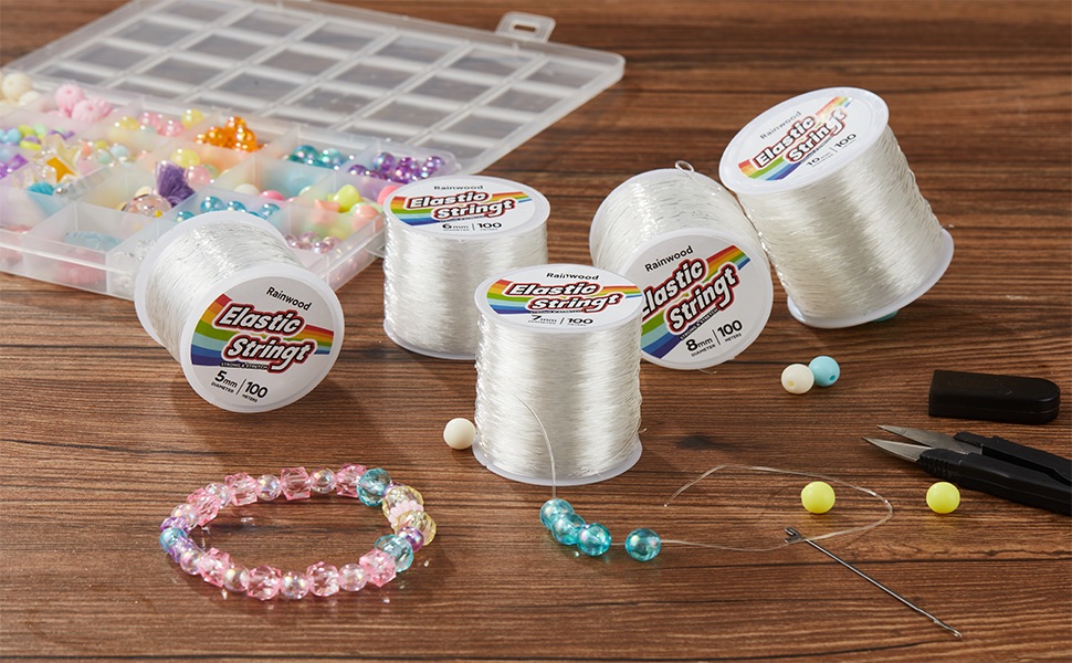 Elastic String for Bracelets, Premium Elastic Stretch Thread - 6 Rolls ...