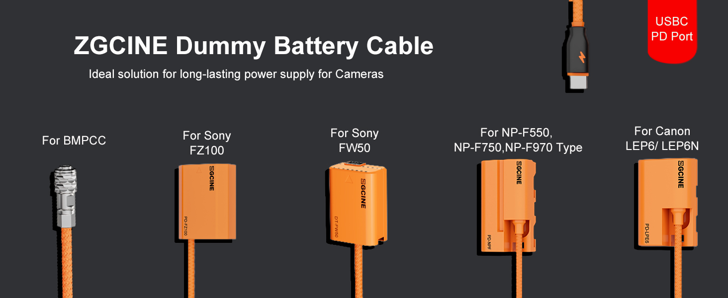 Amazon.com : ZGCINE USB-C PD to NPF (NPF-550) Dummy Battery Cable, 60CM/1.97FT, Output 9-12V/ 2A ...