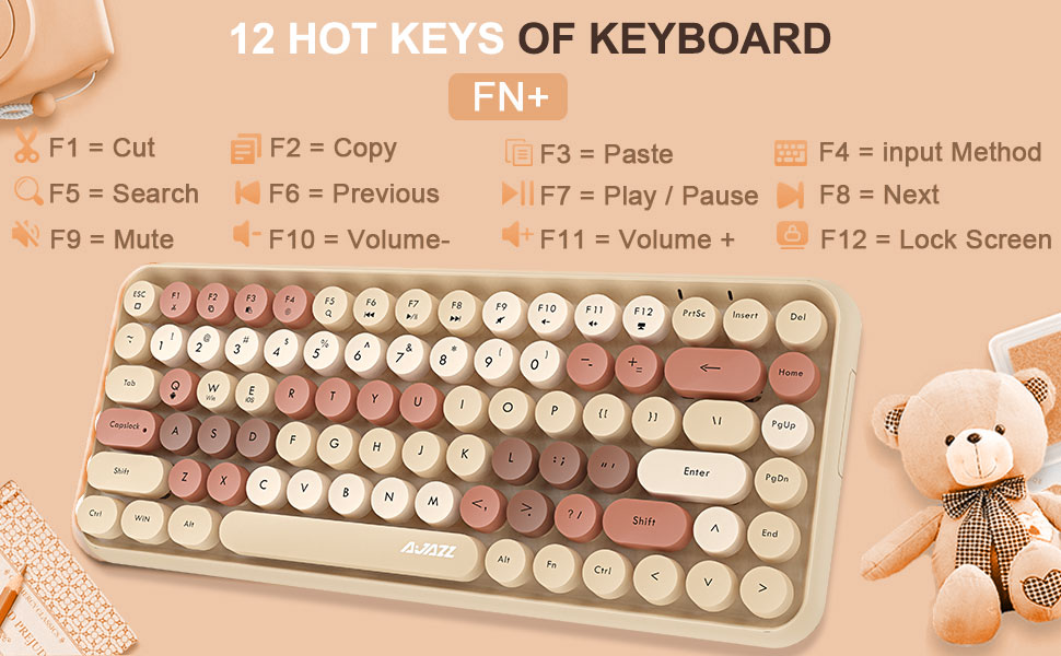 Felicon Wireless Bluetooth Keyboard Mini Portable 84 Key Keyboard Compatible With