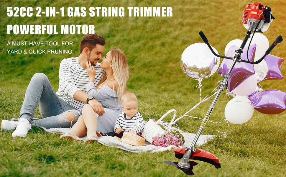 Amazon.com : Gas Weed Eater, 52CC 2-Stroke Weed Wacker Gas Powered, 2 in 1 Multi-Functional ...