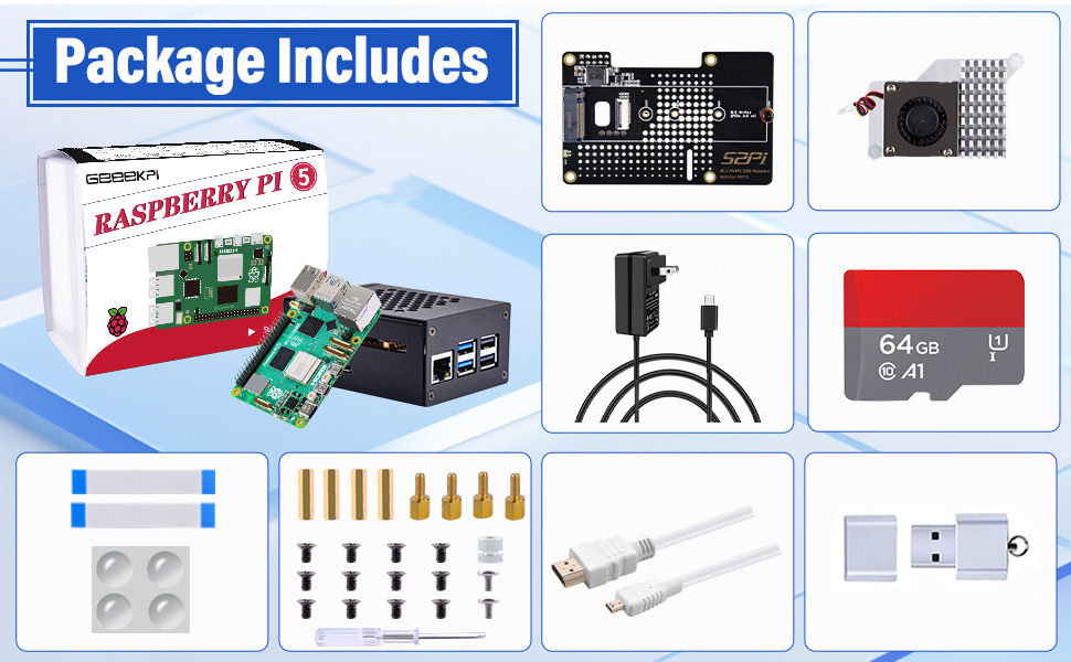 GeeekPi Starter Kit for Raspberry Pi 5 8GB, with Raspberry Pi 5 ...