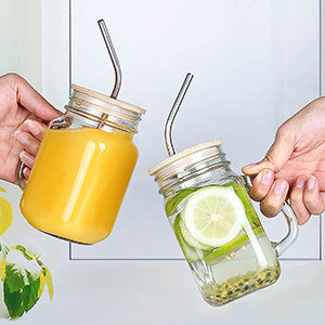 Amazon.com: DESIYUE 9 Pack 16 Oz Mason Jar with Bamboo Lid and Straw, Mason Jar Cups, Mason Jar ...