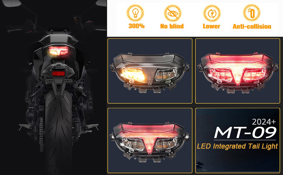 Amazon.com: LED Integrated Tail Light Motorcycle Replacement for FZ-09/MT-09/SP/Y-AMT 2024-2025 ...