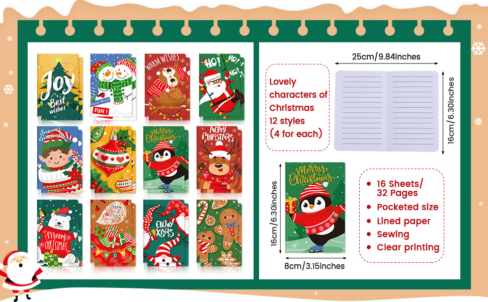 Amazon.com : Faccito 48 Pcs Christmas Notepad Mini Notebooks Holiday ...