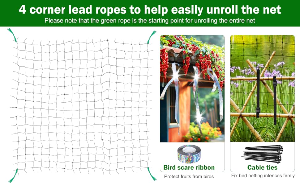 Amazon.com : Fvellix Bird Netting, 25 x 50 FT Heavy Garden Netting Reusable Protective Garden ...