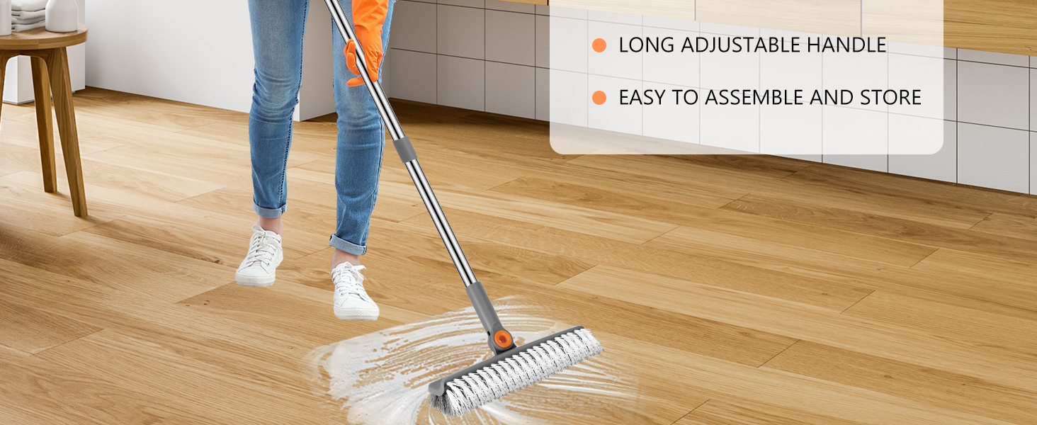 Amazon.com: Large Double-Sided Floor Scrub Brush, Long Adjustable ...