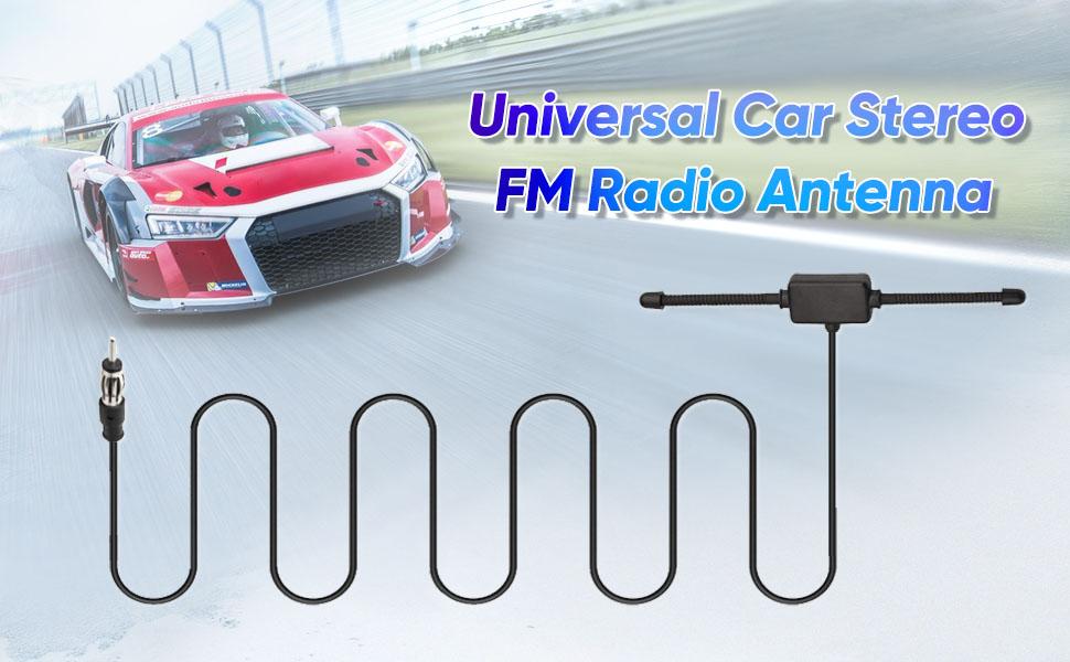 Superabt Universal Car Stereo AM FM Dipole Radio Antenna Hidden Adhesive Mount Radio Aerial for ...